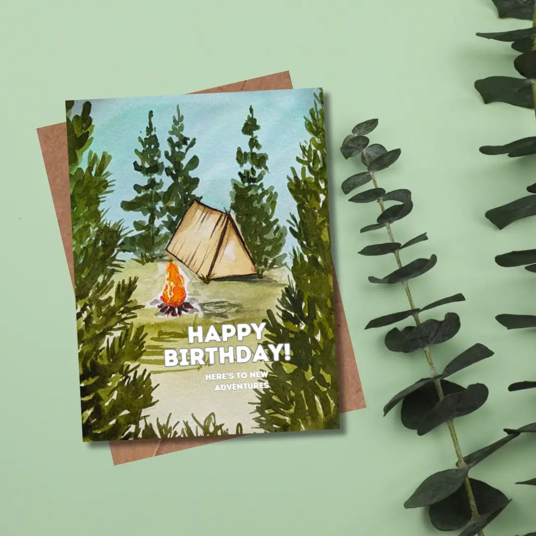 Camping Birthday Card – Jacaranda Tree & Co