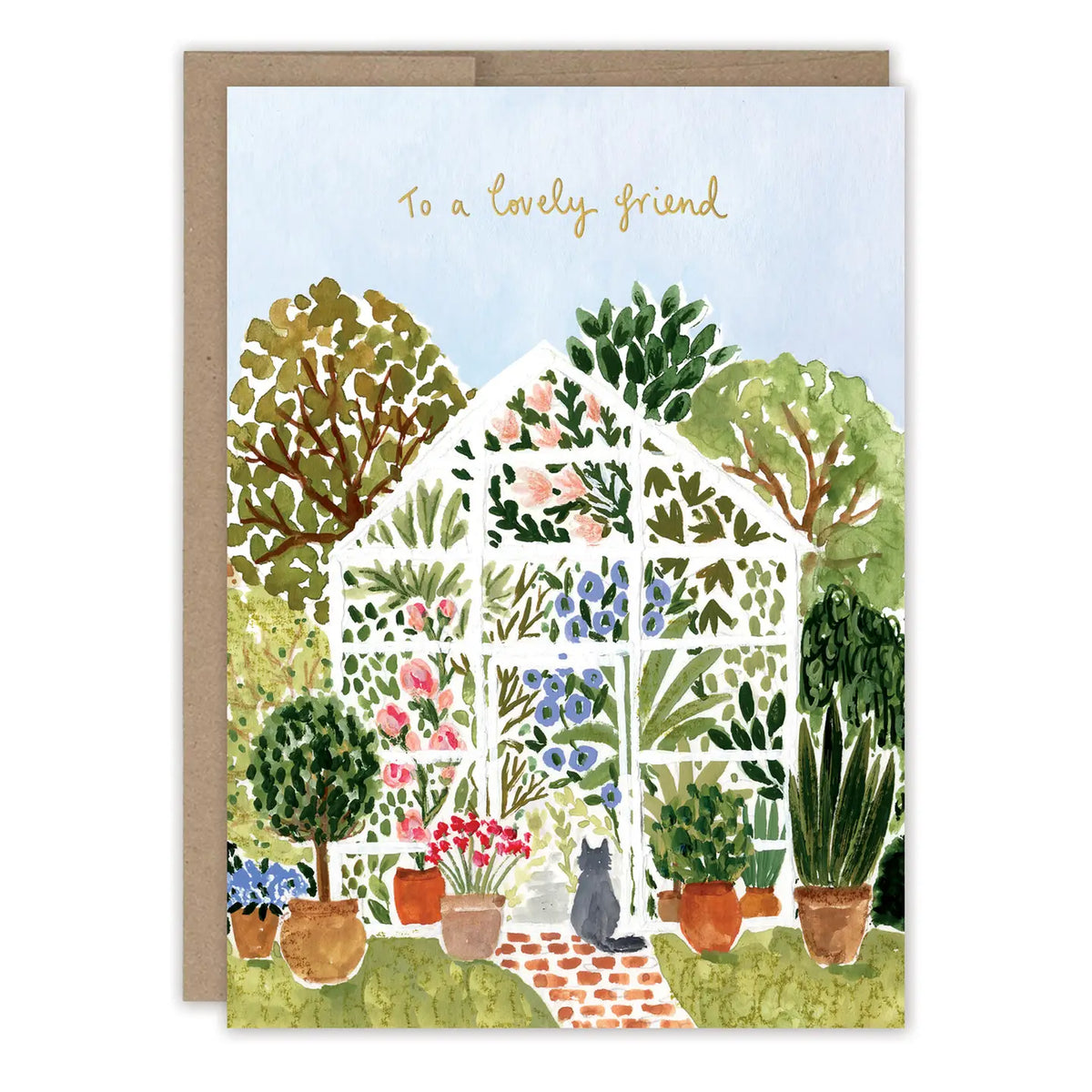 To A Lovely Friend Green House Birthday Card – Jacaranda Tree & Co
