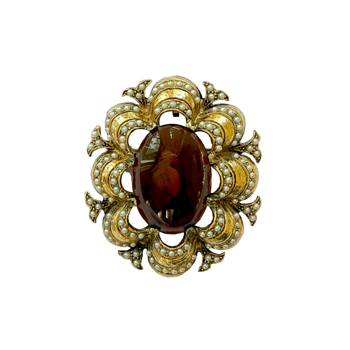 Vintage Hobe Pearl & Root Beer Glass Brooch – Jacaranda Tree & Co