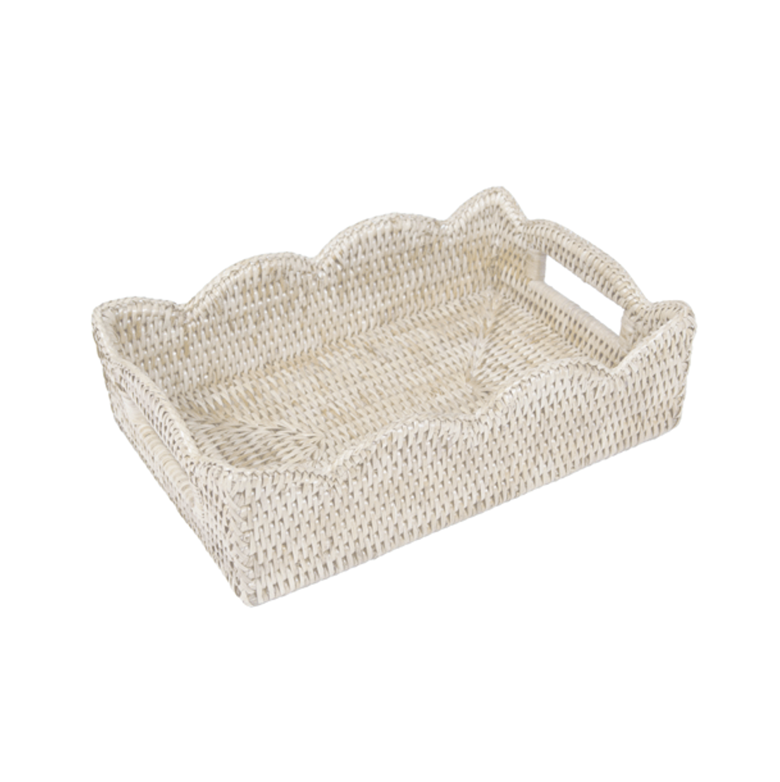 Scalloped White Washed Rattan Trays – Jacaranda Tree & Co